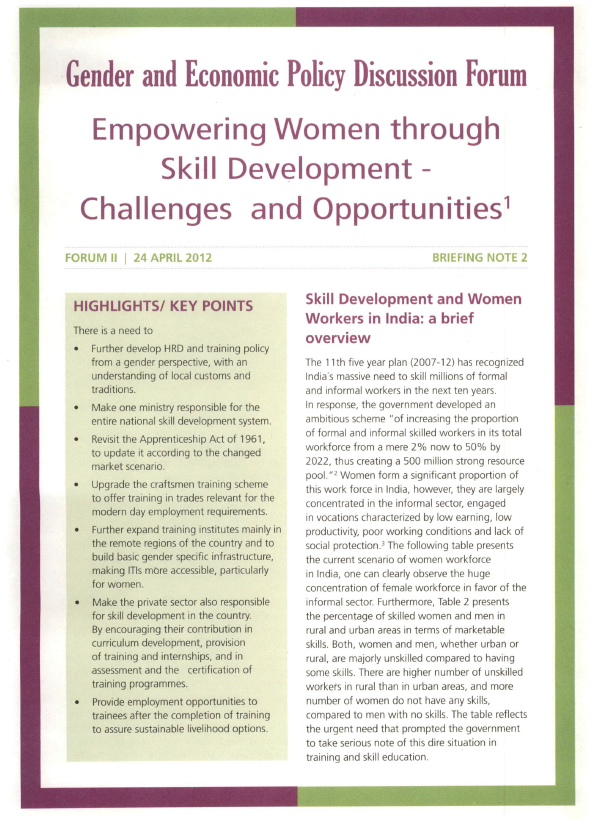 Empowering Women through Skill development - Challenges and ...