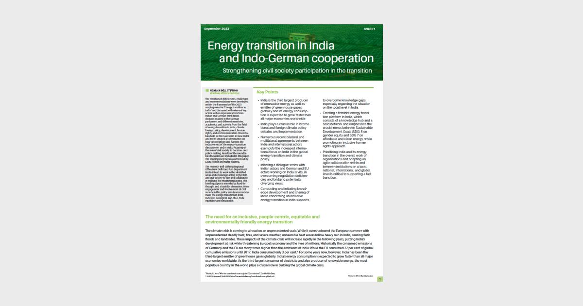 Energy transition in India and Indo-German cooperation | Heinrich Böll ...